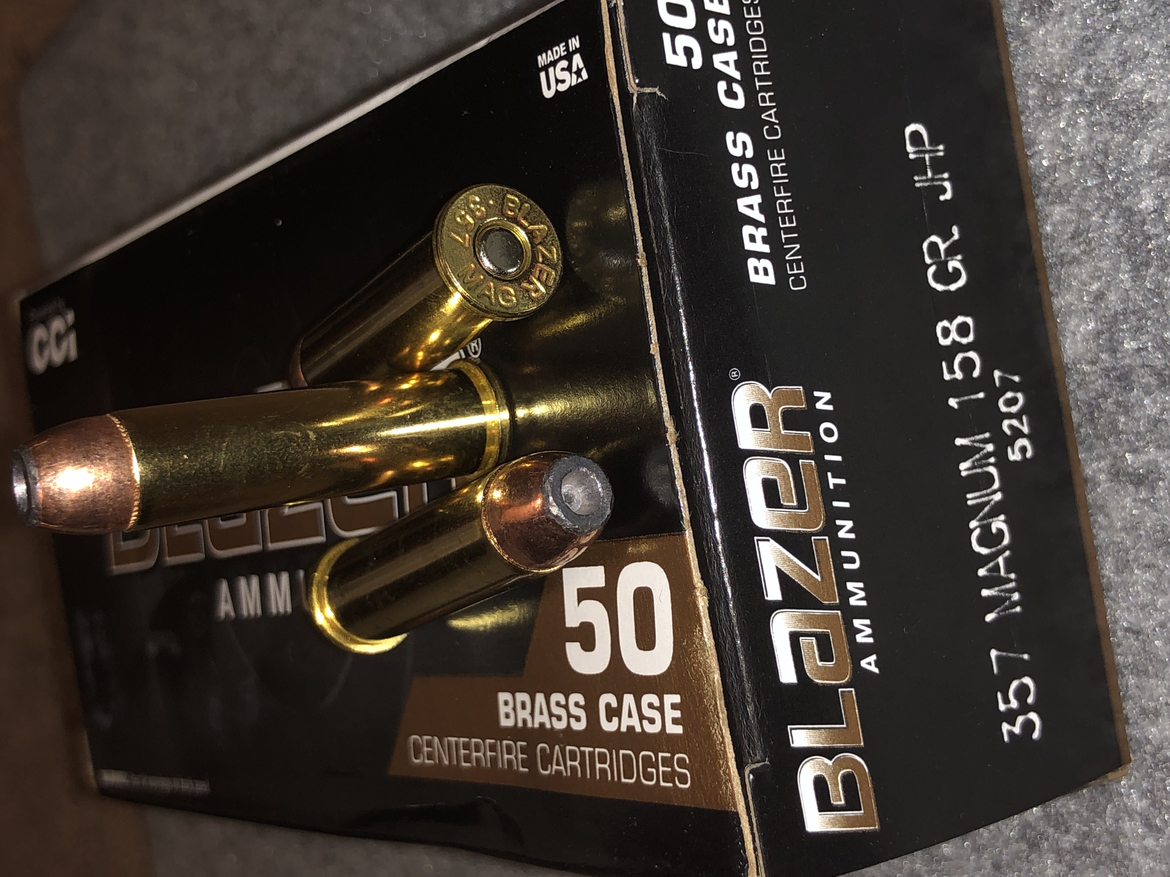 CCI Blazer Brass 357 Magnum Ammo 158 Grain JHP