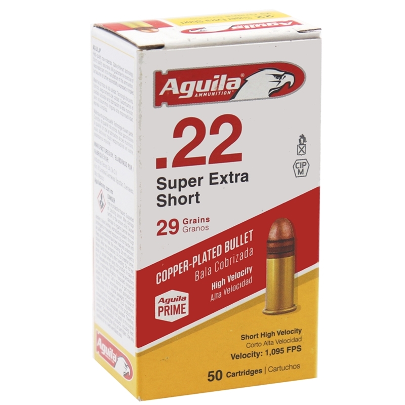 Aguila Super Extra High Velocity 22 Short Ammo 29 Grain Plated Lead ...